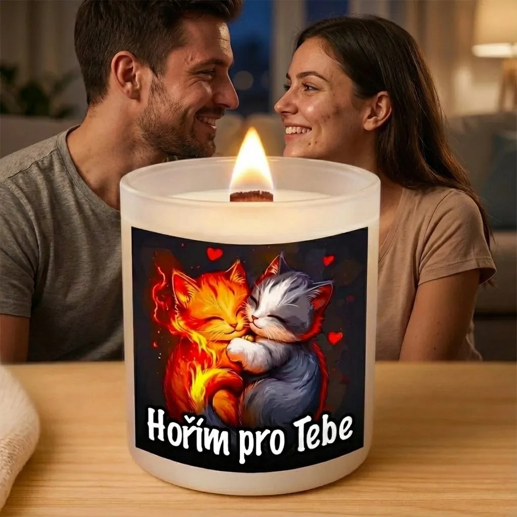 Ahome CZ Krásná svíčka s praskajícím knotem Hořím pro Tebe