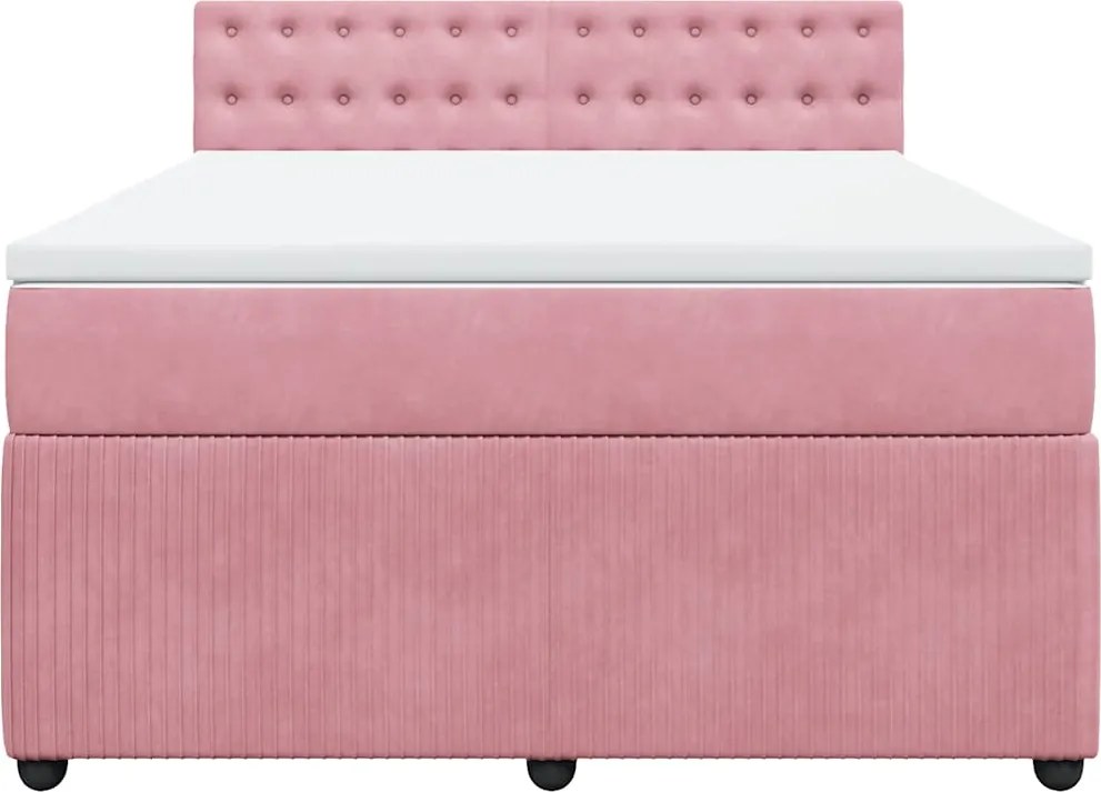 Box spring postel s matrací růžová 140x200 cm samet 3287775