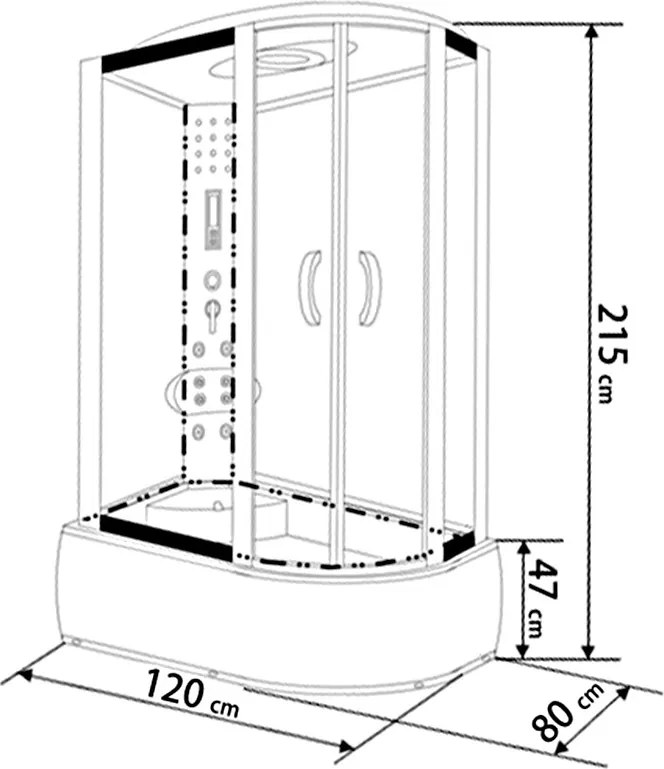 Terra Hydromasážní box WSH7106 LWS, 120x80 levý se saunou