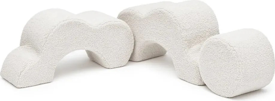 Bílé pěnové hřiště 3 ks z materiálu bouclé výška 27 cm 88x90 cm – Meowbaby