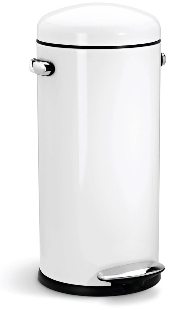 Bílý retro odpadkový koš s nášlapem- 30L