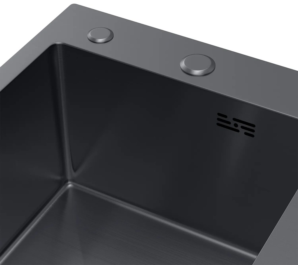 Erga HD, 1-komorový ocelový dřez 580x480x210 mm, levý, grafitová, ERG-MLS-HD5848LB