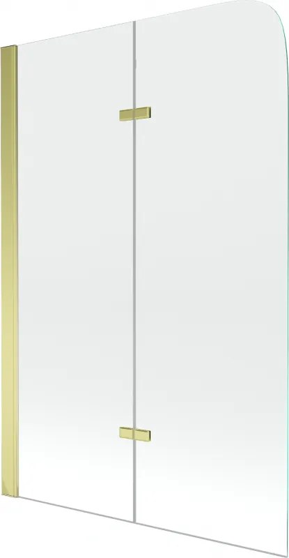 Mexen FELIX, vanová zástěna, 2-křídlová, 100 x 140 cm, zlatá-transparentní, 890-100-002-50-00