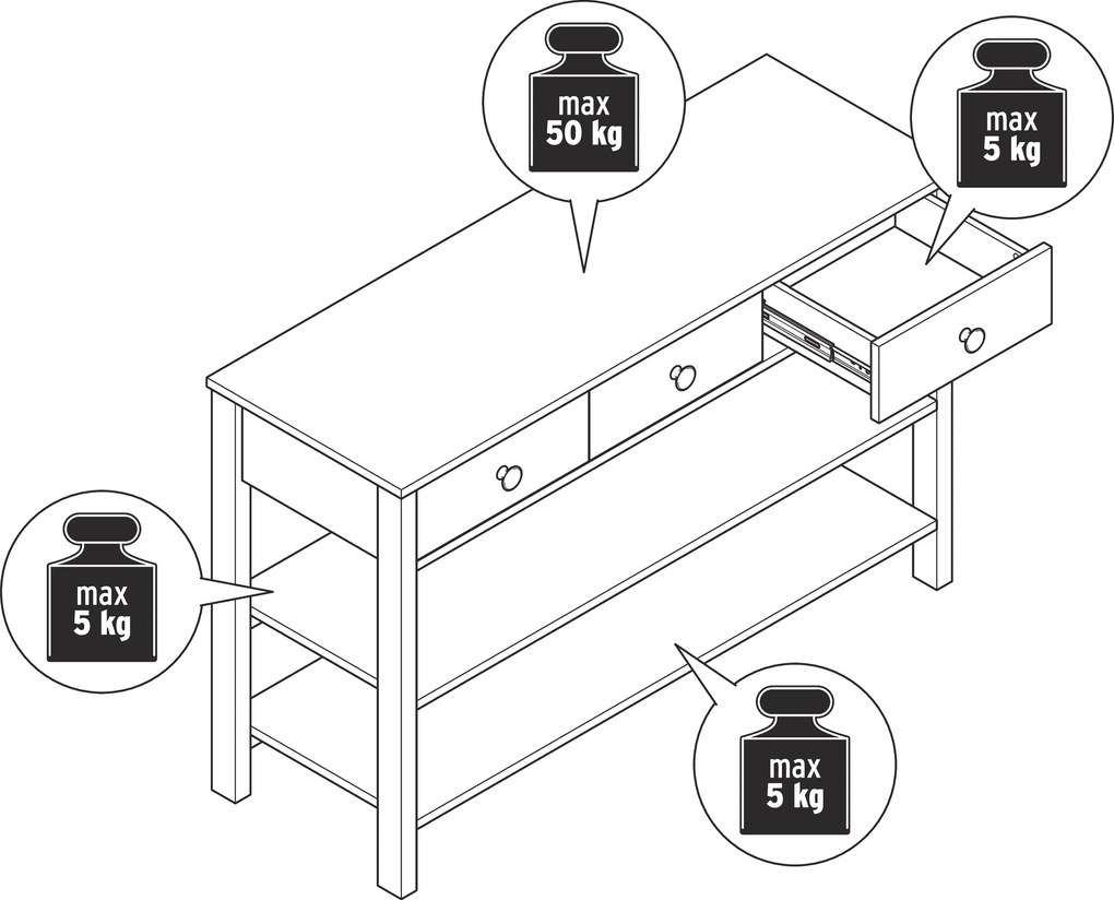 Tchibo - Příborník se zásuvkami - barva: bílá