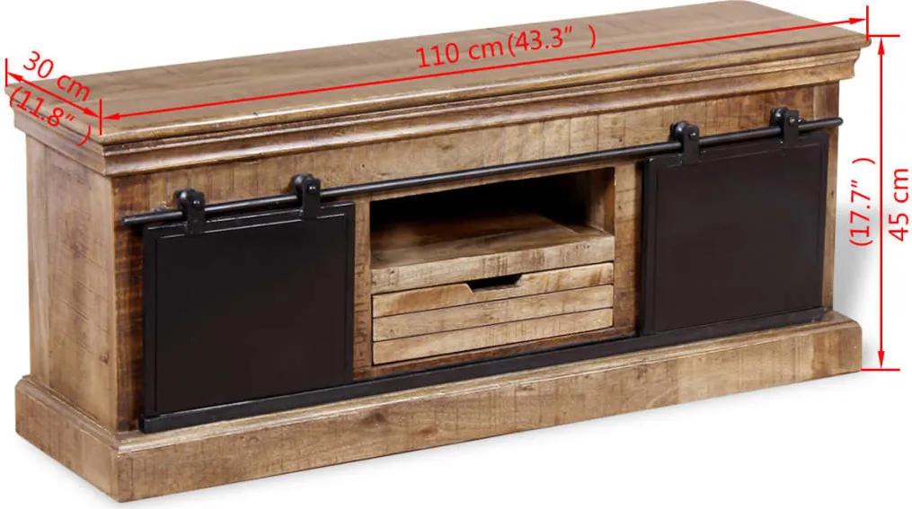 vidaXL TV stolek s 2 posuvnými dvířky, masivní mangovníkové dřevo 110x30x45 cm [244019]