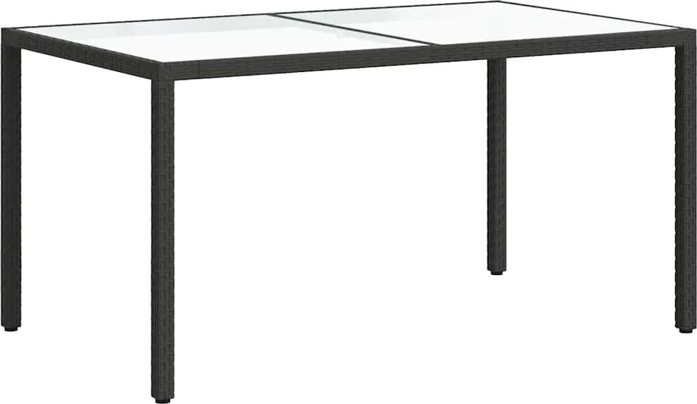 Zahradní stůl 150 x 90 x 75 cm tvrzené sklo a polyratan černý 316705