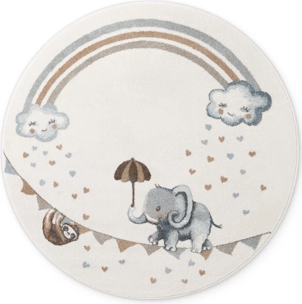 Detský kusový koberec Villeroy & Boch Boho Kids 106304 Cream Multicolor kruh, 160x160 (priemer) kruh, biela, viacfarebná, detská izba, Villeroy & Boch