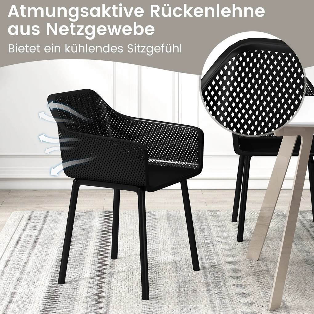 Costway Sada 2 plastových jídelních židlí Sada kuchyňských židlí s prodyšným