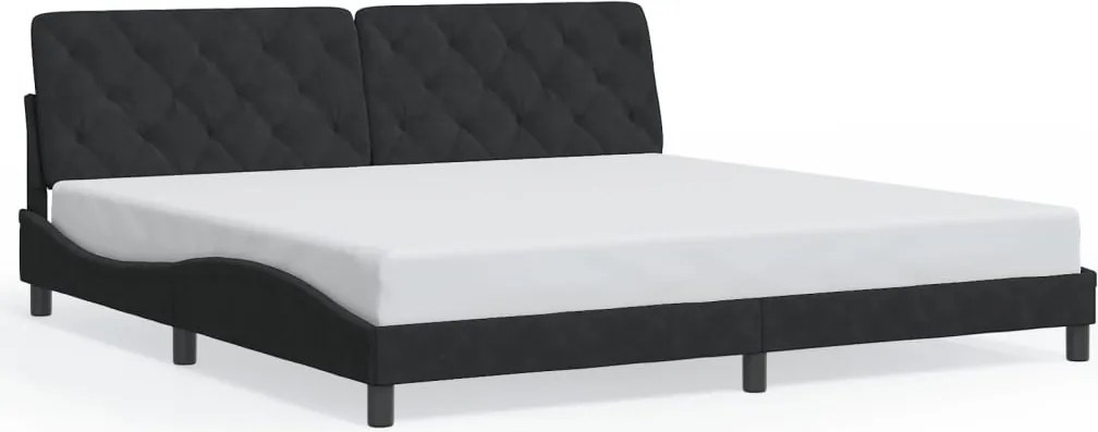 Rám postele s LED bez matrace černý 200 x 200 cm samet 3213875