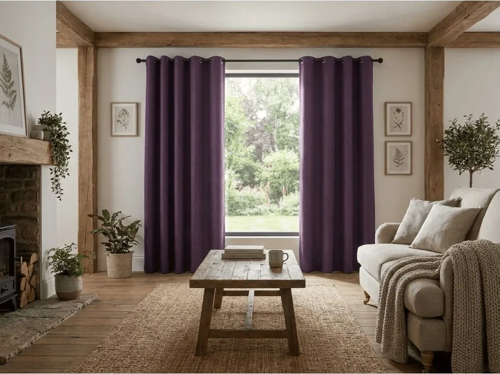 Zatemňovací závěs DUNES VELVET 140x250 cm, fialový Zavěšení: Řasící páska