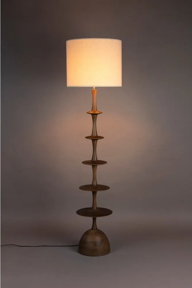 Krémová/v tmavě přírodní barvě stojací lampa s textilním stínidlem (výška 179 cm) Cath – Dutchbone
