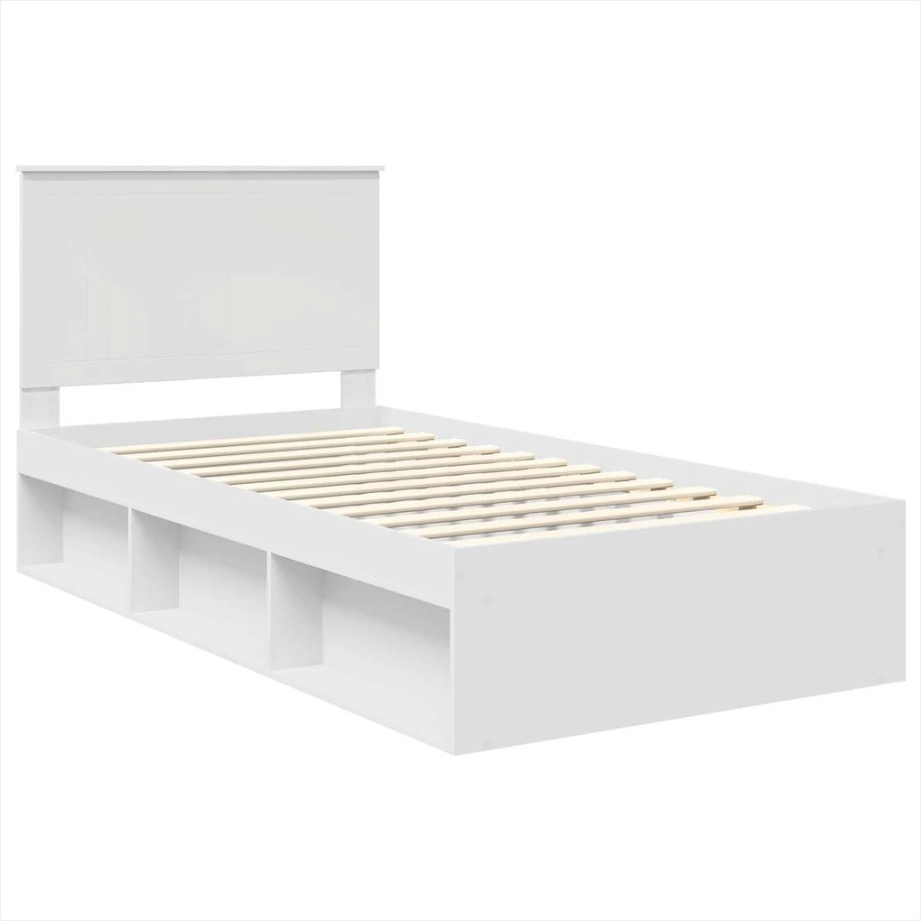 Rám postele s čelo Bílá 100 x 200 cm Masivní borové dřevo 3411046