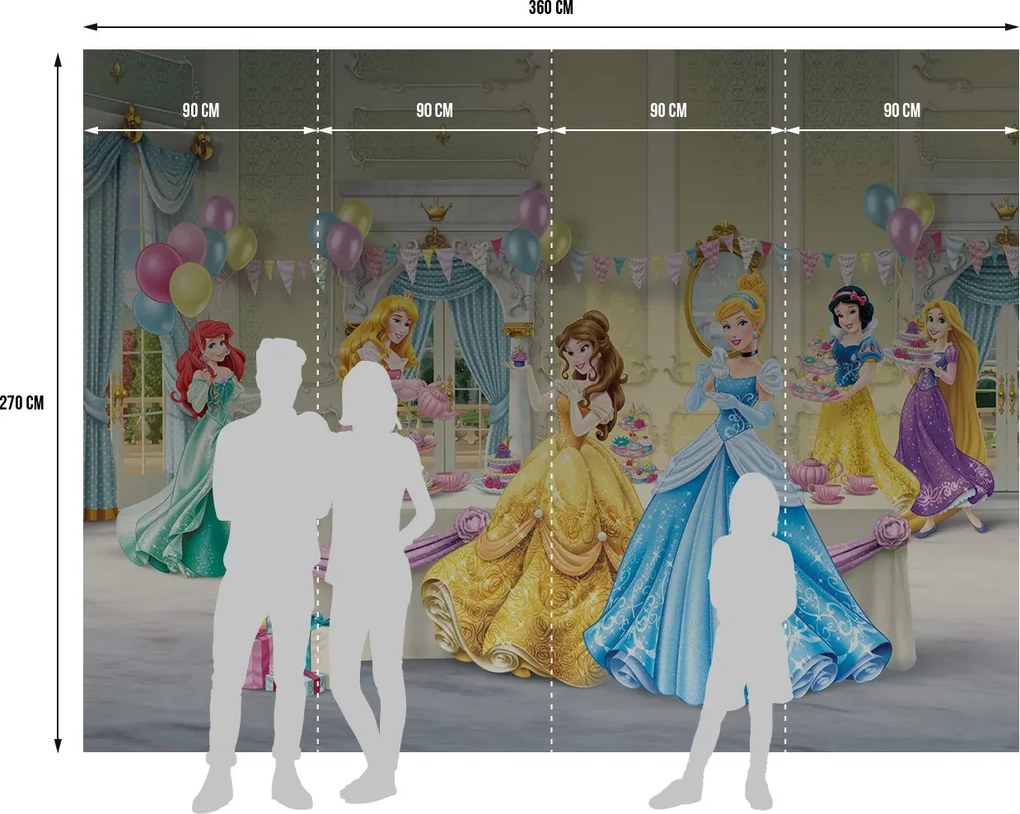 Dětská vliesová fototapeta na zed' Princezny na Plese, Disney | 360 x 270 cm | DFTDN 5066