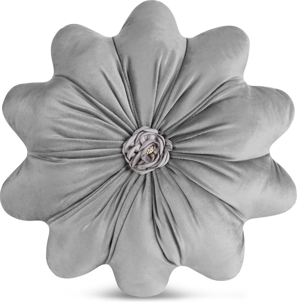 DEKORAČNÍ POLŠTÁŘ FLORES 5 Ø40 CM STŘÍBRNÁ