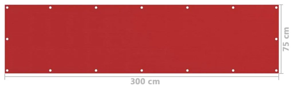 Balkónová zástěna červená 75 x 300 cm HDPE