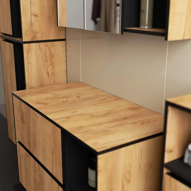 Skříňka pod umyvadlo VAMI W90 2SZ dub craft / černá