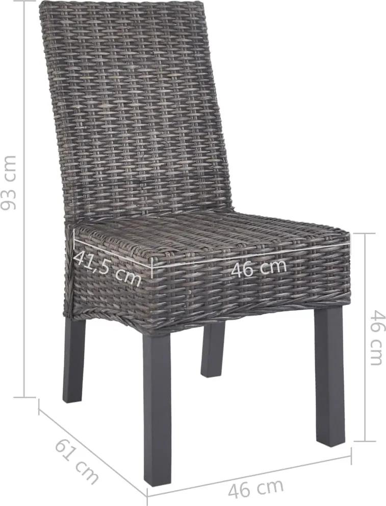 vidaXL Jídelní židle 4 ks ratan kubu a mangovníkové dřevo [275467] Barva: Hnědá
