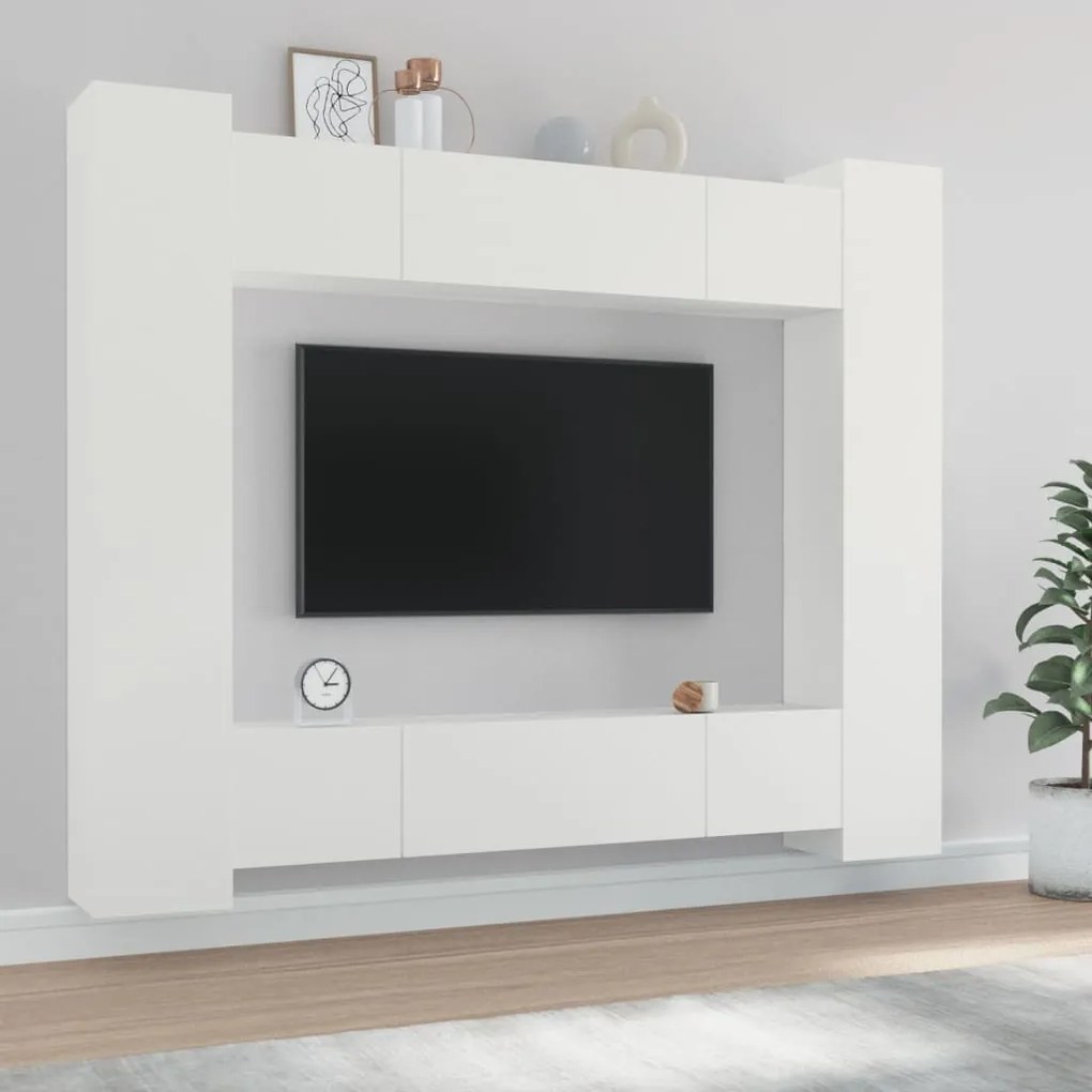 8dílný set TV skříněk bílý kompozitní dřevo 3114230