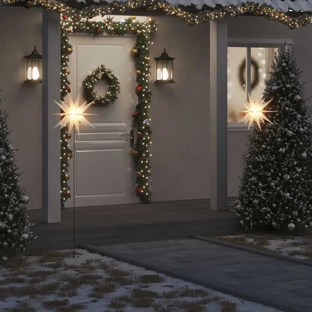 Svítící vánoční hvězdy s hroty 3 ks LED skládací bílé 57 cm 3190445