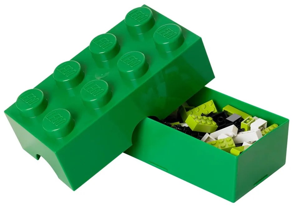 Tmavě zelený plastový dětský úložný box 20x10x7 cm – LEGO®