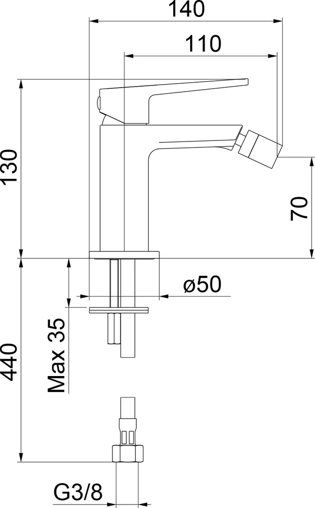 Sapho TURSI stojánková bidetová baterie bez výpusti chrom TI003