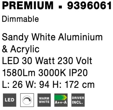 LED stojací lampa Premium 26 bílé