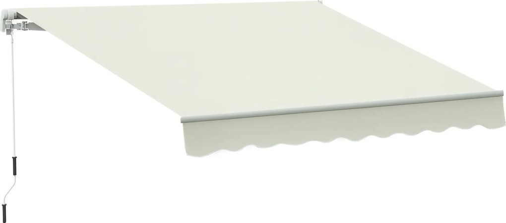 Sklopná markýza Outsunny 295 x 245 cm s klikou, nastavitelný úhel 45°-85°, hliníková a polyesterová 280 g/m², terasová markýza v krémové barvě | Aosom