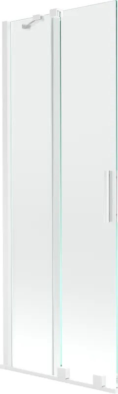 Mexen Velar, 2-křídlová posuvná vanová zástěna 70 x 150 cm, 8mm čiré sklo, bílý profil, 896-070-000-01-20