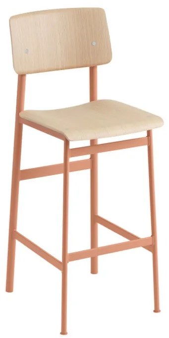 Muuto Barová židle Loft 75 cm, dusty rose/oak