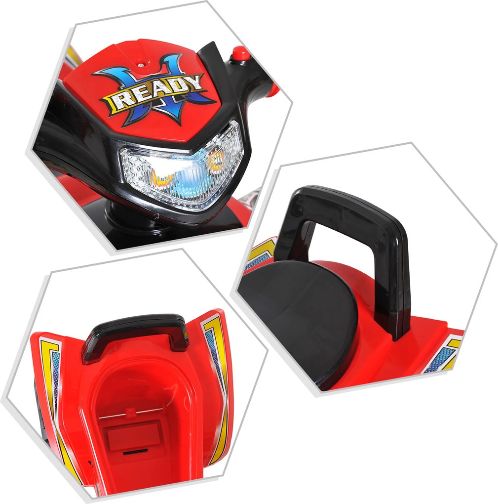 HOMCOM Dětský čtyřkolový elektrický auto-motorek bez pedálů s hudbou a světly 60x38x42cm