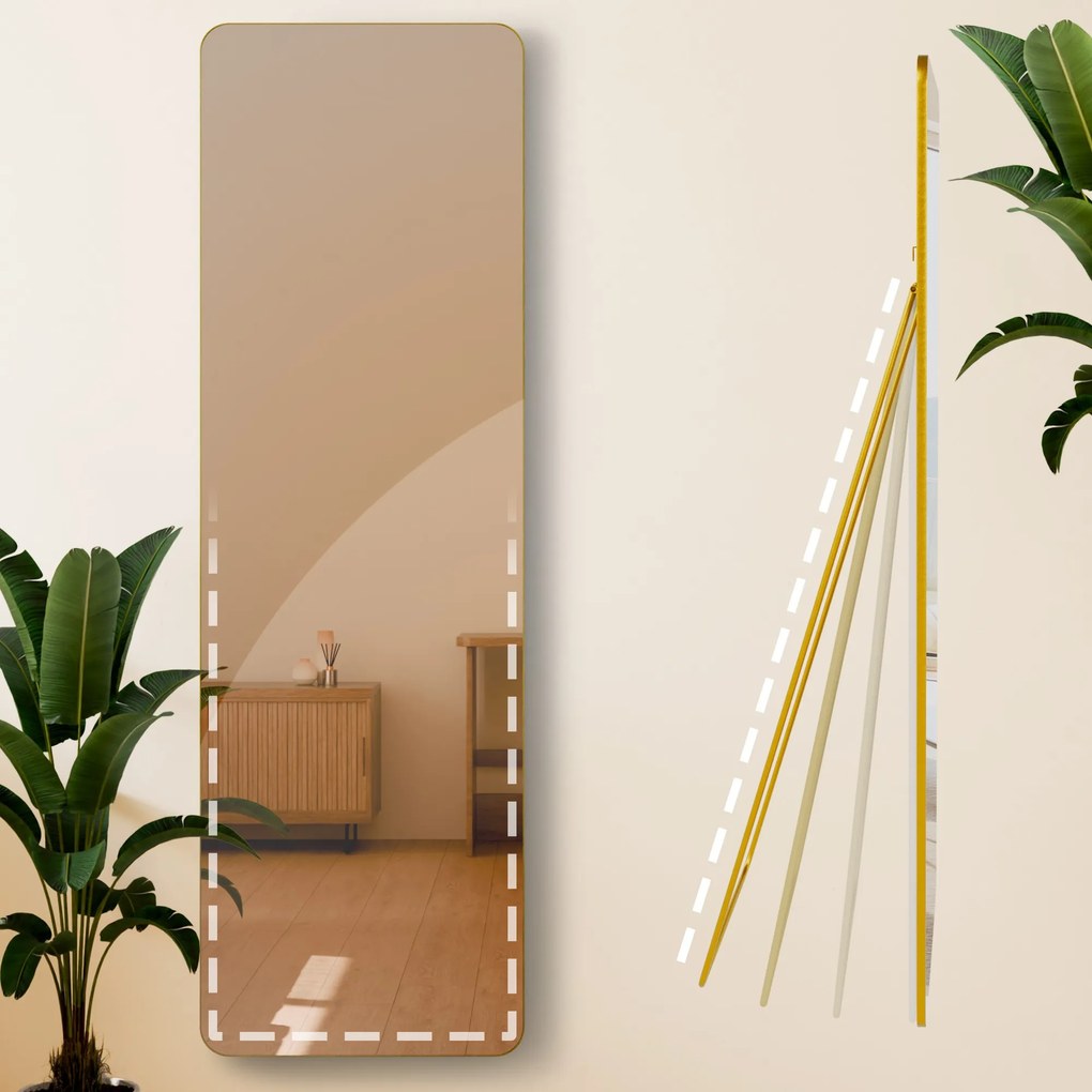 Zrcadlo Gurnee 160x50 cm – zlatá lesklá