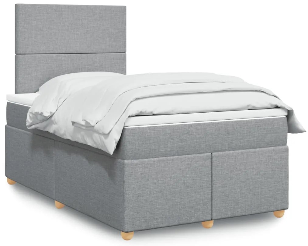 Box spring postel s matrací světle šedá 120x190 cm textil