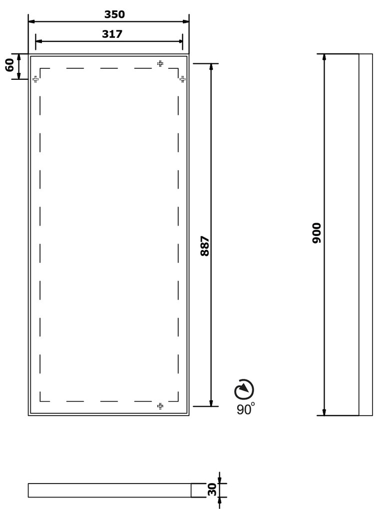 Sapho Sapho, Koupelnový set LATUS X 40, dub stříbrný/bílá, KSET-079