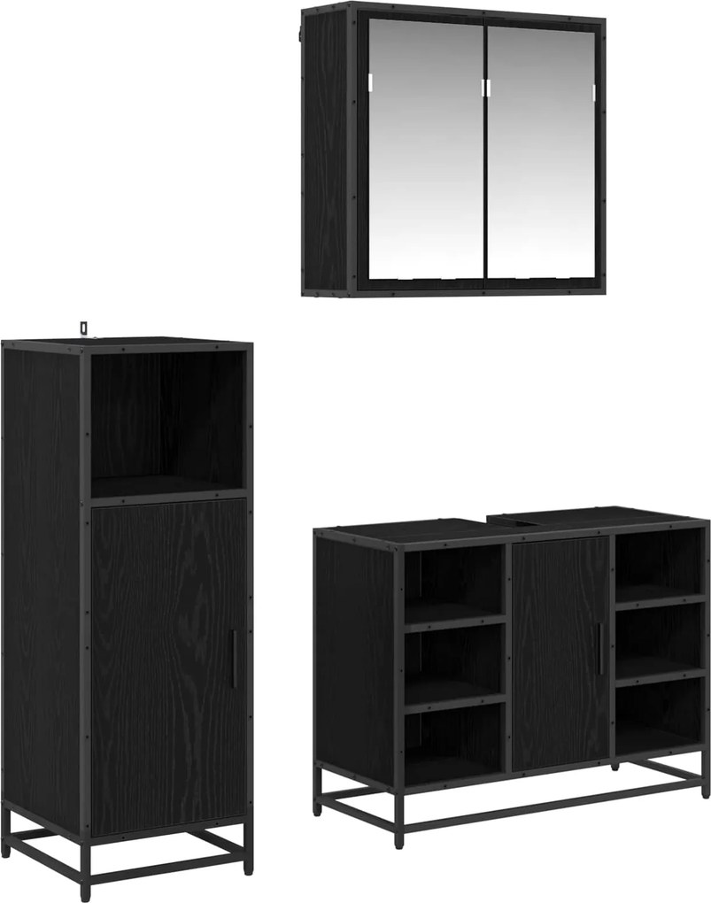 Sada koupelnového nábytku 3 ks Černý dub 80 x 33 x 60 cm 3402419