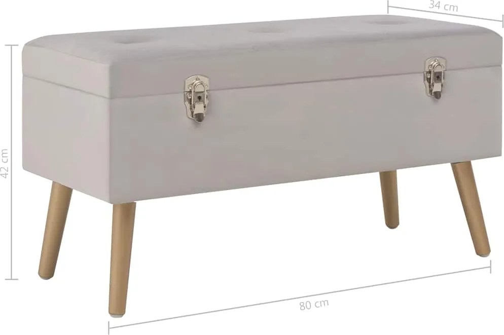 Lavice s úložným prostorem 80 cm šedá samet 329932