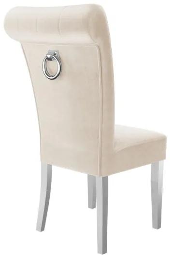 Čalouněná jídelní židle ST65 + klepadlo, Klepadlo: zlaté, Barva křesla: bíla polomatná, Potah: Magic Velvet 2225