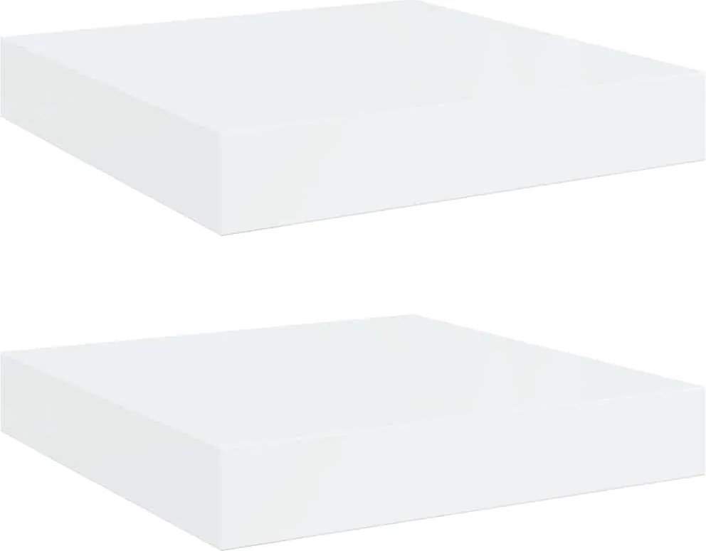 Plovoucí nástěnné police 2 ks lesklé bílé 23x23,5x3,8 cm MDF 323740