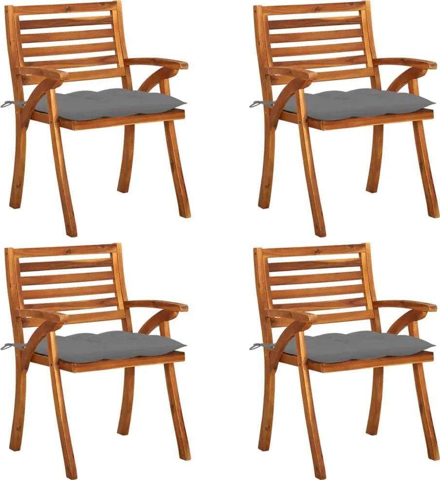 vidaXL Zahradní židle s poduškami 4 ks masivní akáciové dřevo [3075197] Barva: Jasně zelená
