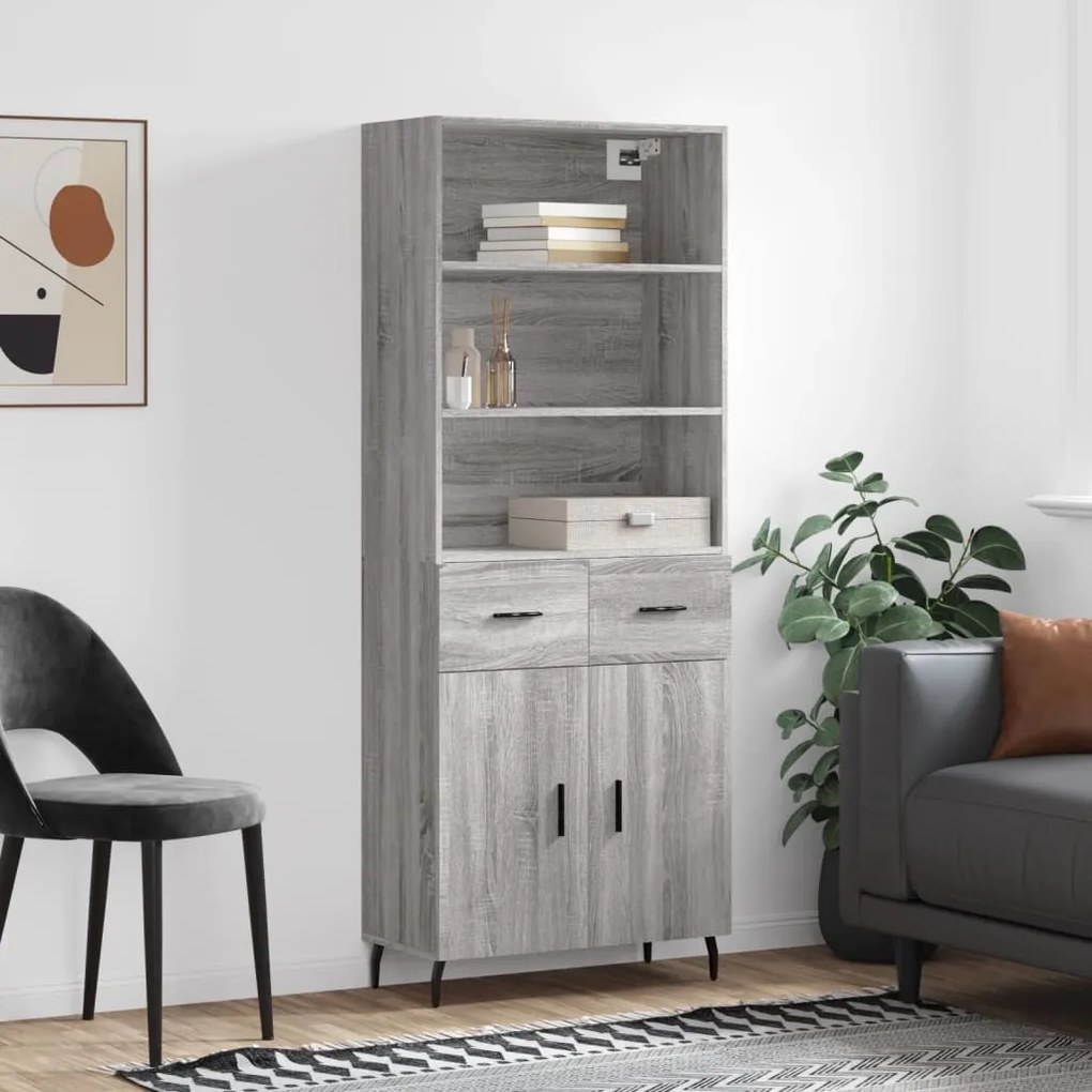 Skříň highboard šedá sonoma 69,5 x 34 x 180 cm kompozitní dřevo 3200535