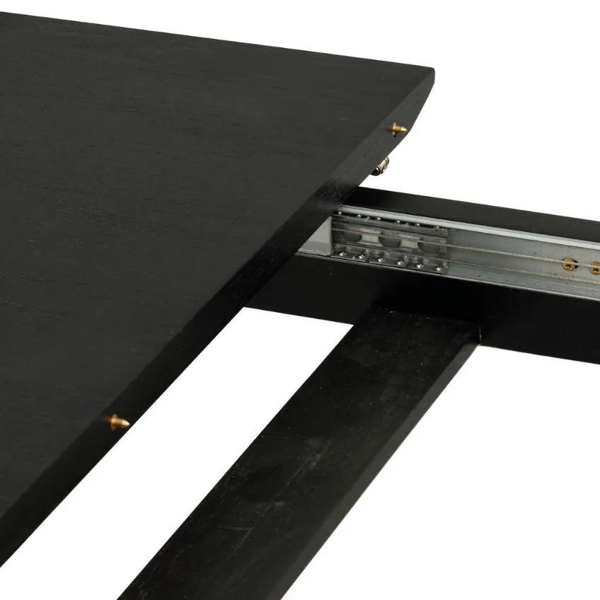 Černý jasanový rozkládací jídelní stůl ROWICO FENWOOD 180-220-260 x 90 cm