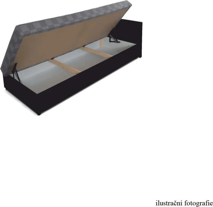 Válenda JUDIT 80x200 s úložným prostorem, pravé provedení, ekokůže hnědá, látka Vegas 3 Kondela 0000186817