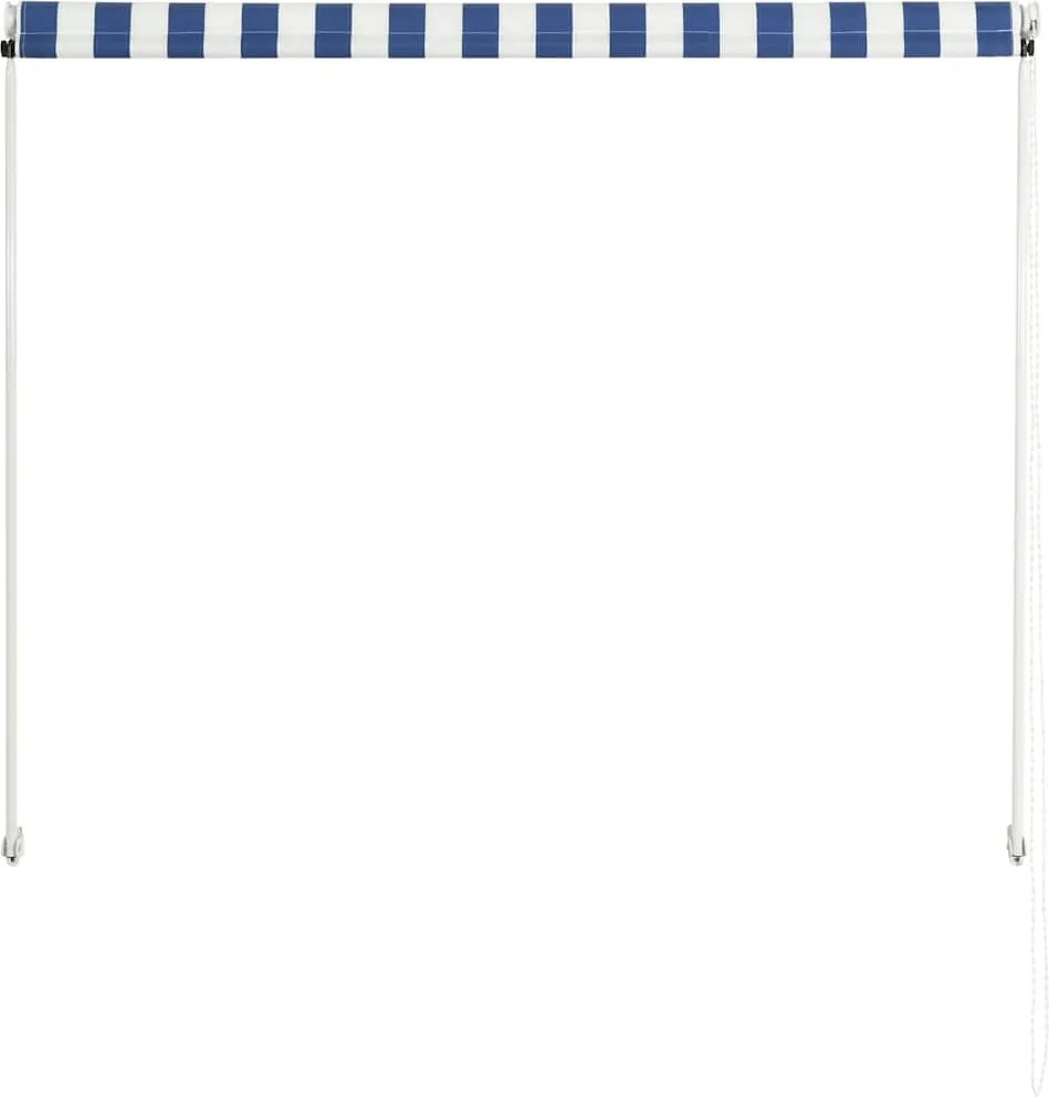 Zatahovací markýza 150 x 150 cm modro-bílá 143746