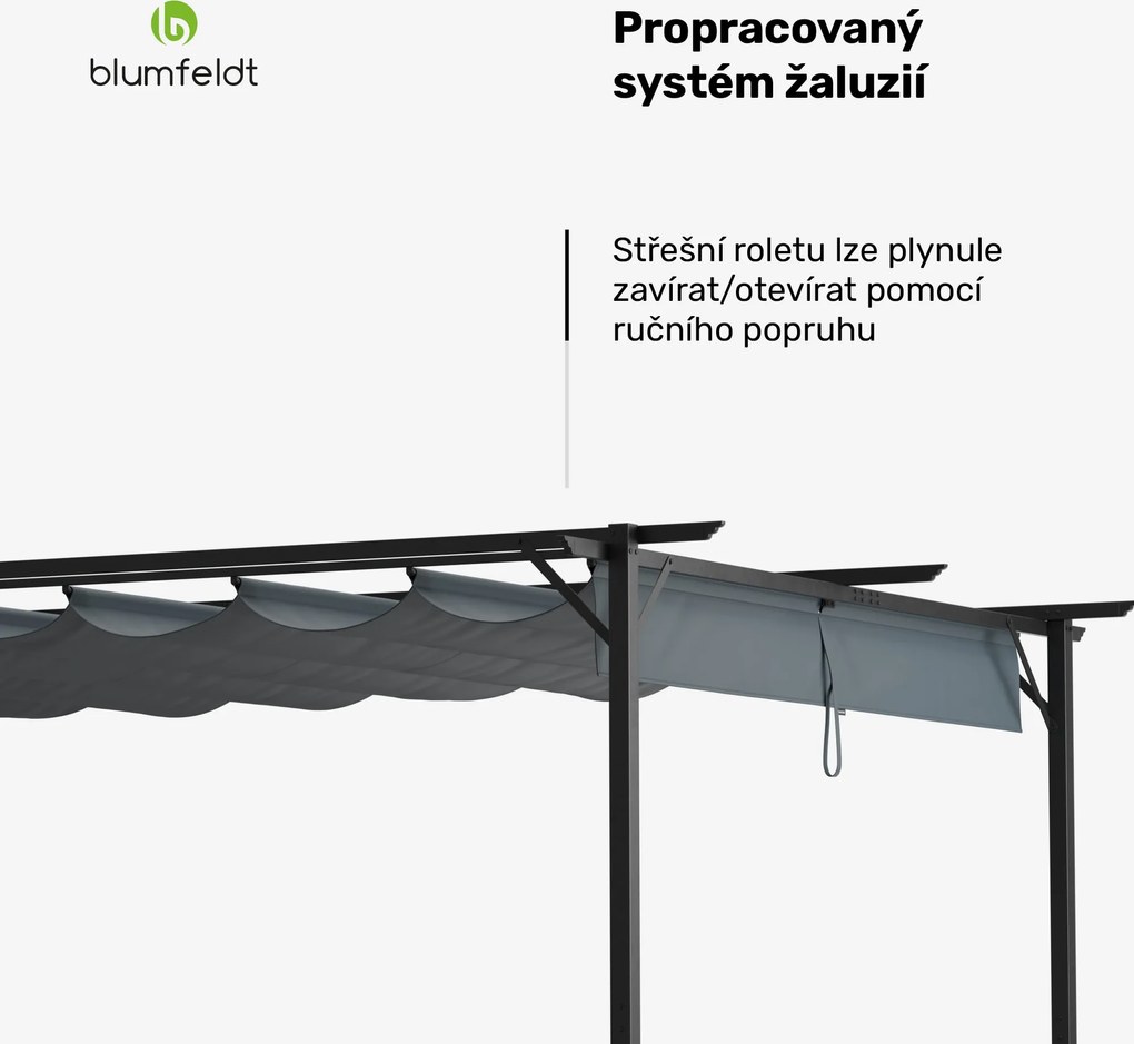 Blumfeldt Pantheon Robust Pergola, 3x4 m práškově lakovaná ocel odolná vůči povětrnostním vlivům