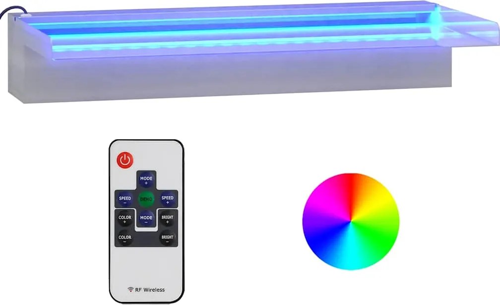 Přelivový vodopád s RGB LED osvětlením nerezová ocel 45 cm 151409