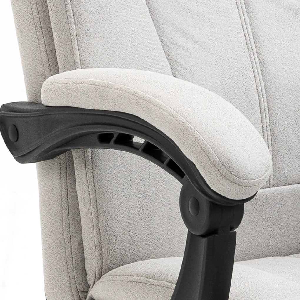 Kancelářská židle Vinsetto s masážní funkcí, ergonomická manažerská židle s výškově nastavitelnou opěrkou nohou, světle šedá pro kancelář a domácí ka…