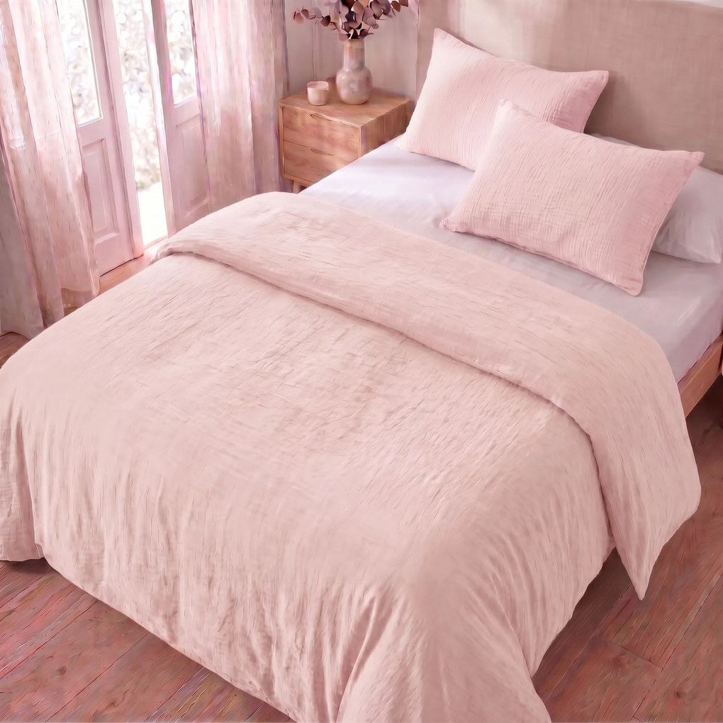 Kvalitex Mušelínové povlečení pudrové 1x 240/220, 2x 70/90cm
