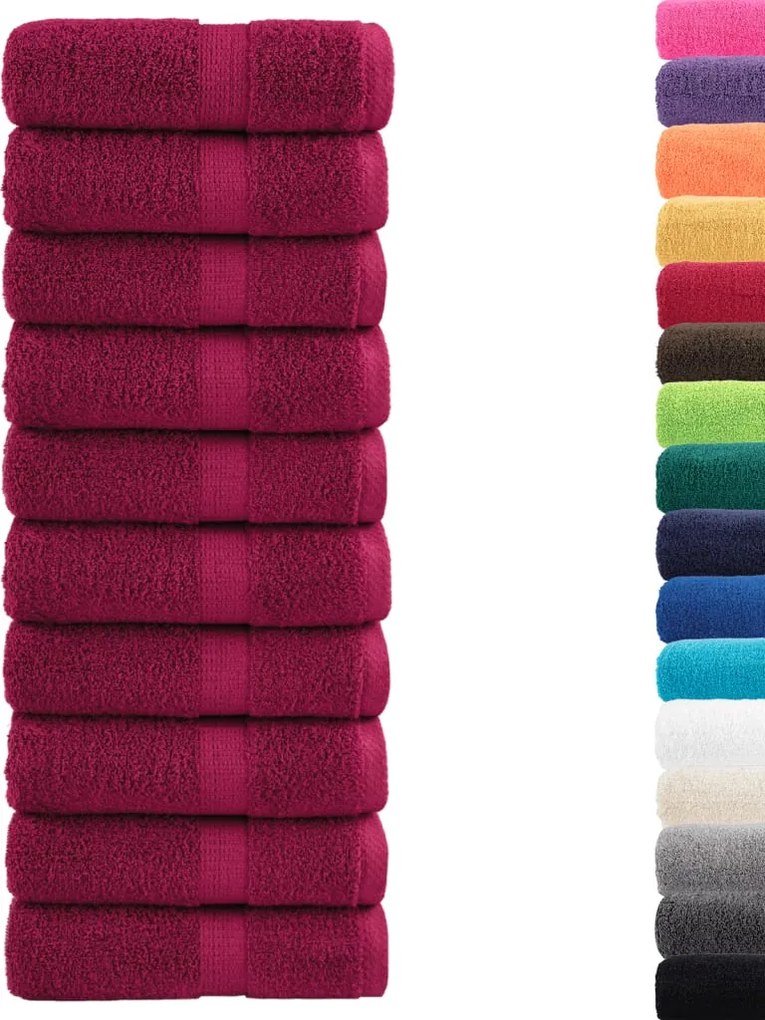 Prémiové mycí utěrky SOLUND 10 ks bordó 30x30 cm 600 g/m² 137205