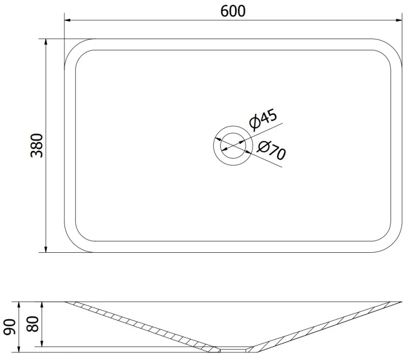 Mexen Esper, umyvadlo na desku z konglomerátu 60 x 38 cm, černá matná, 23036071