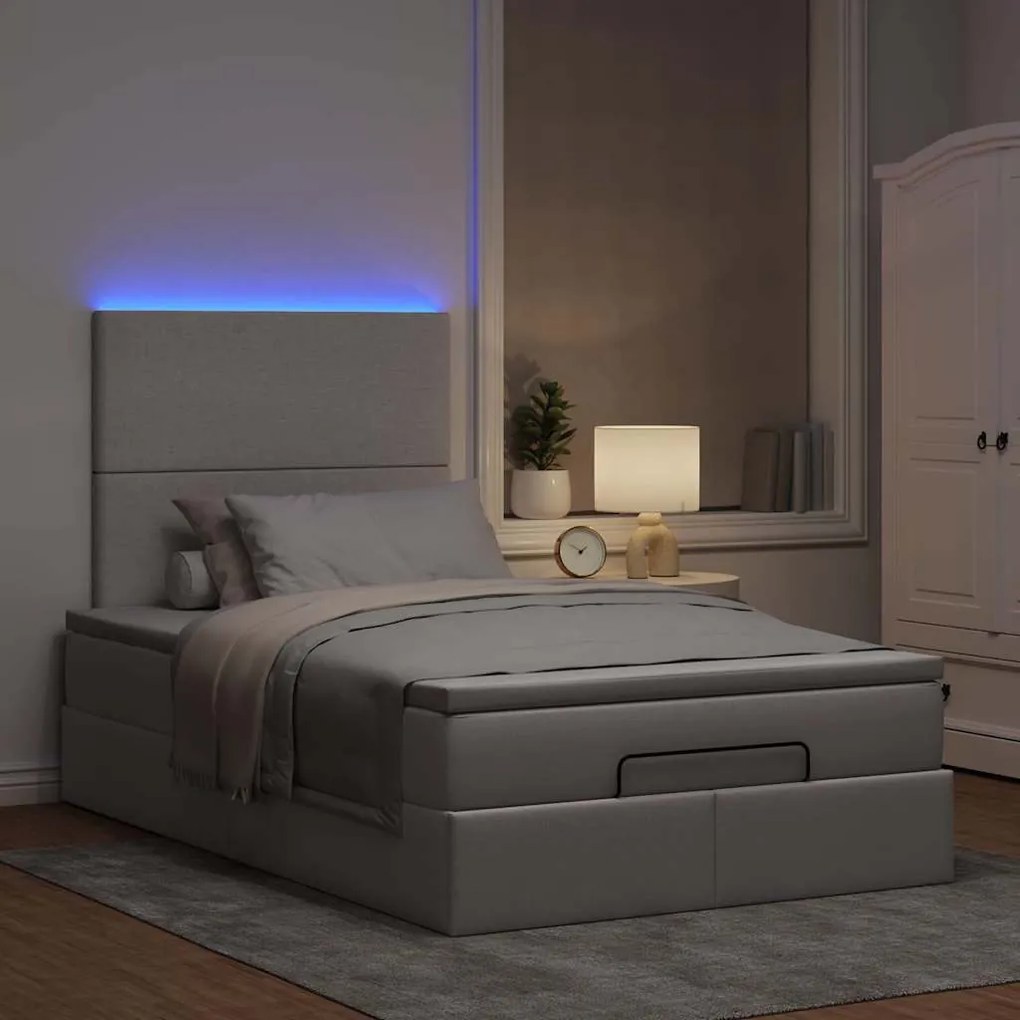 Osmanský rám postele s matrací taupe 120x200cm textil 3313917
