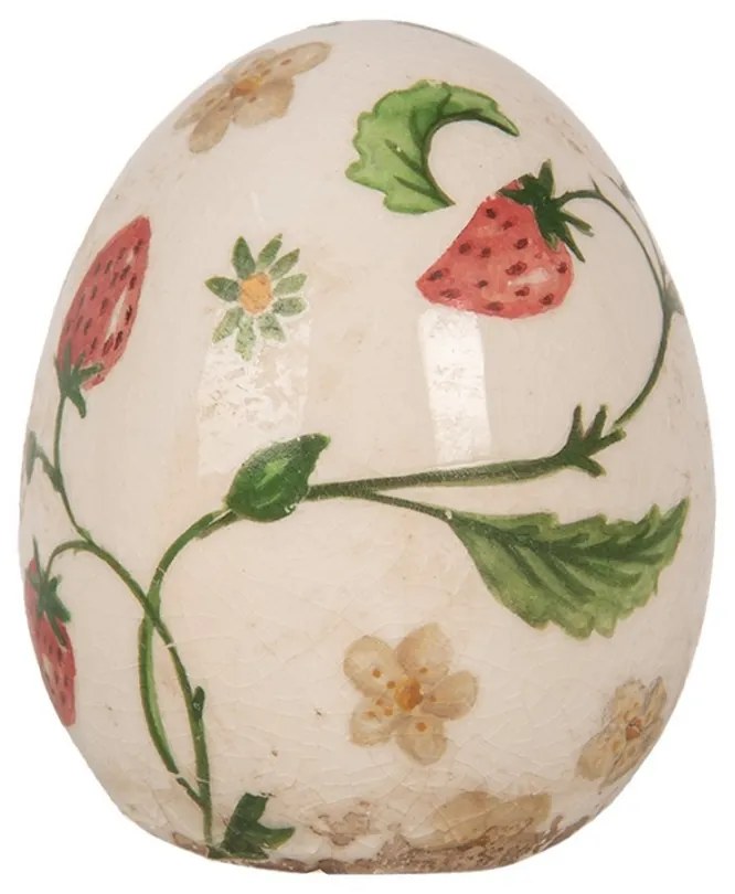 Keramické dekorační vajíčko s jahůdkami Wild Strawberries S - Ø 7*9 cm